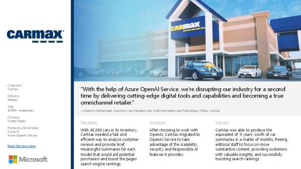 CarMax puts customers first with car research tools powered by Azure ...